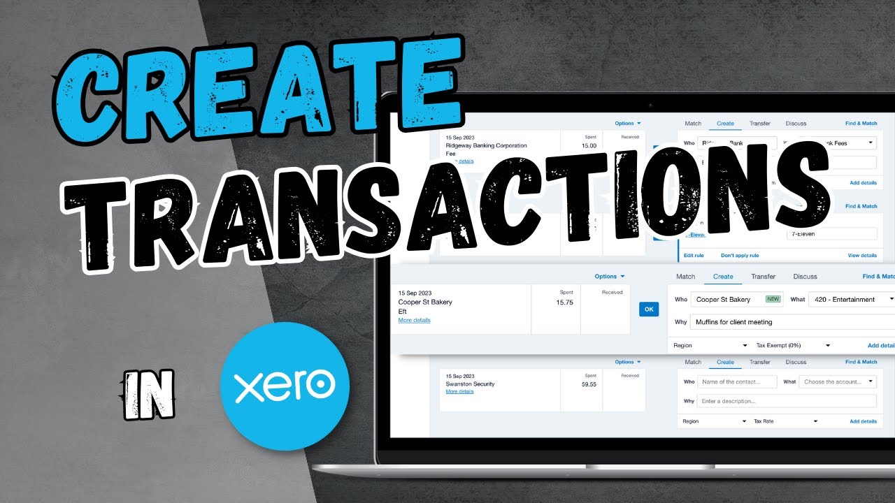Create transactions in Xero's bank reconciliation - YouTube