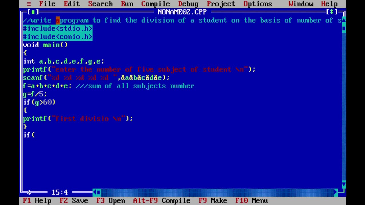Division Program Using If Statement In C Programming using Turbo Compilor YouTube Division Program Using If Statement In C Programming using Turbo Compilor YouTube