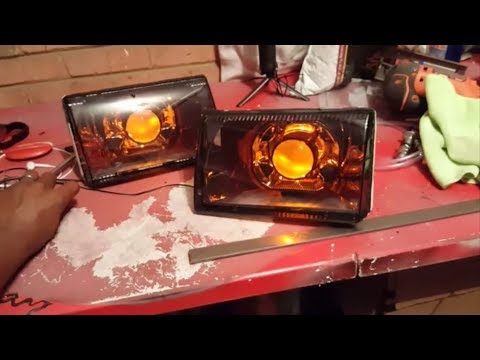 Custom headlight retrofit for the Foxbody. - YouTube