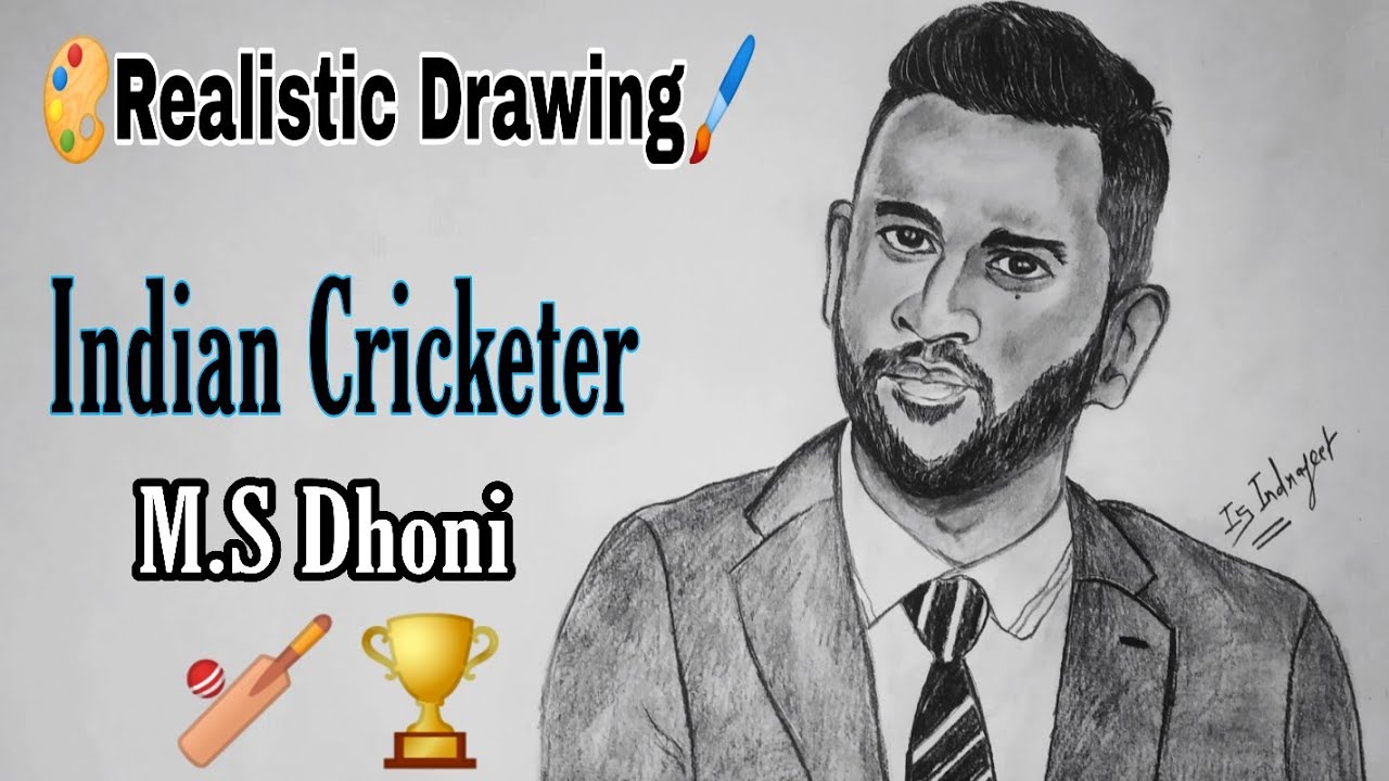 How to Draw MS Dhoni Sketch Step by step || Pencil Drawing - YouTube
