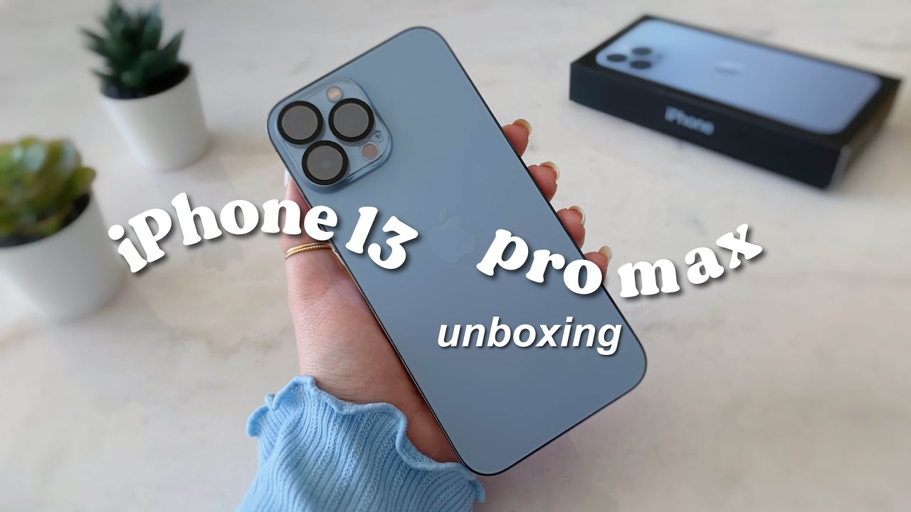 aesthetic iphone 13 pro max unboxing (sierra blue) + cute accessories ...