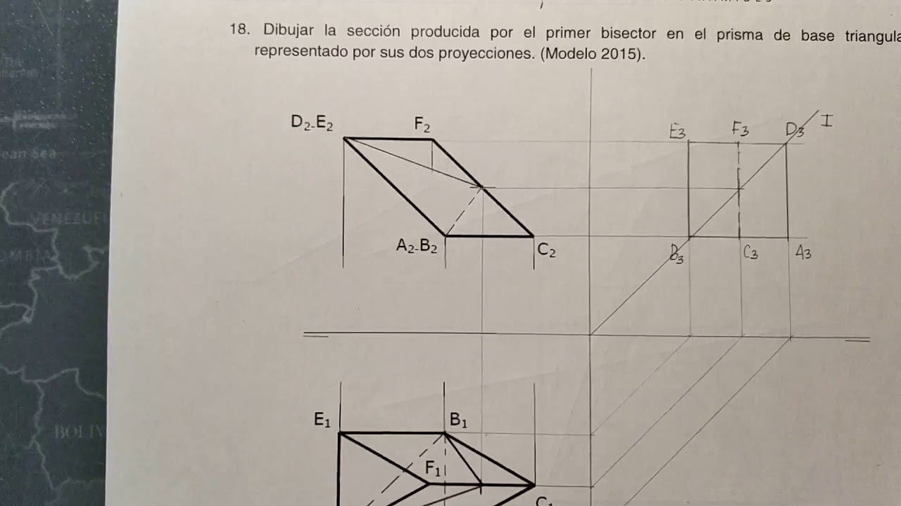 Sección plana a prisma oblícuo. EVAU. Dibujo Técnico. Madrid. Modelo ...