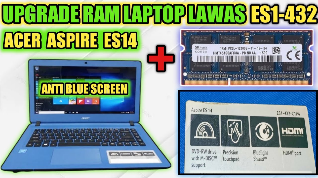 🔴upgrade ram 8gb laptop acer es1-432 - YouTube