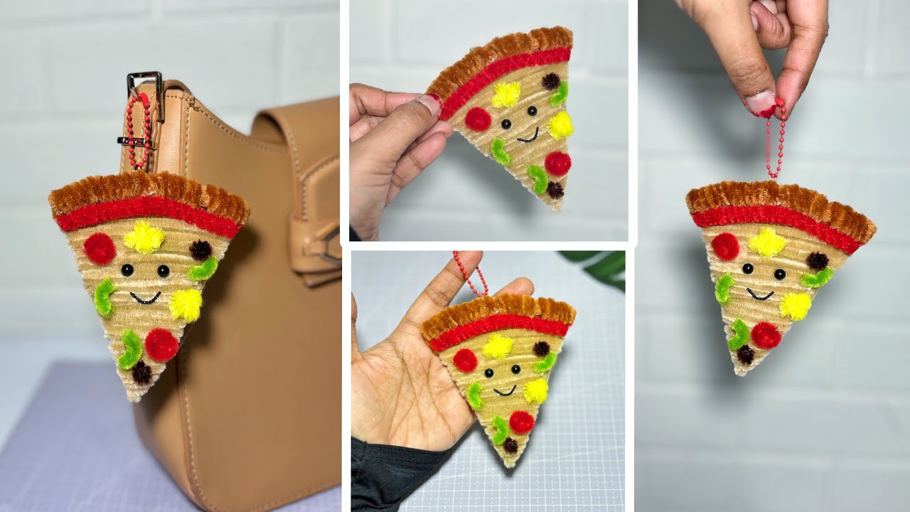 🍕Fuzzy Wire Keychain - Pizza Keychain With - YouTube