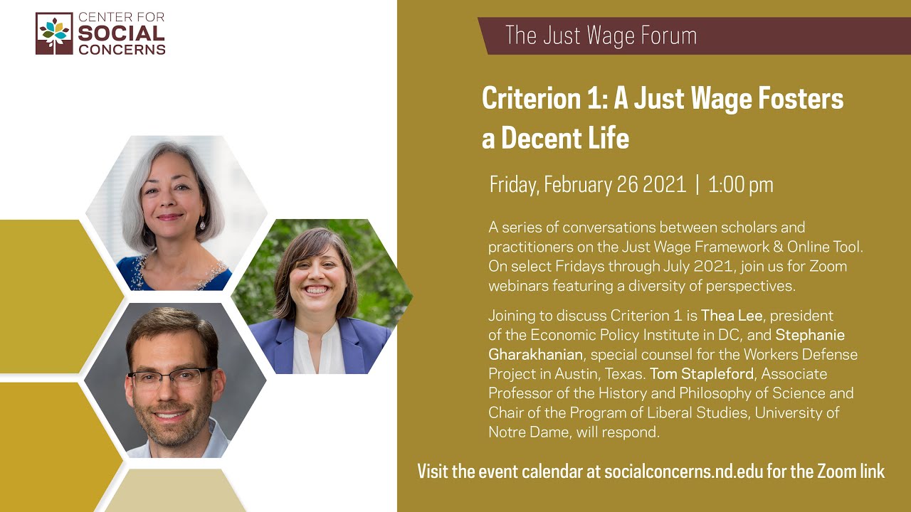 The Just Wage Forum on Criterion 1: A Just Wage Promotes a Decent Life ...