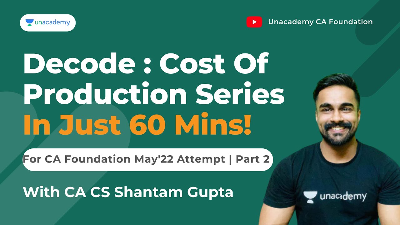 Understand Cost Of Production | Part 2 | For May'22 Exams | CA CS ...