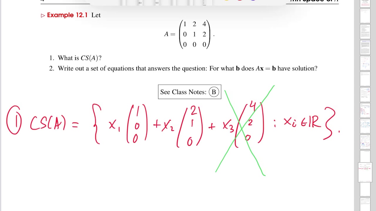 Column space example | Wellesley College Differential Equations w ...