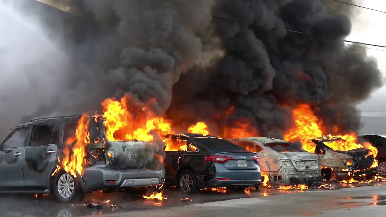 Multiple car fire - YouTube