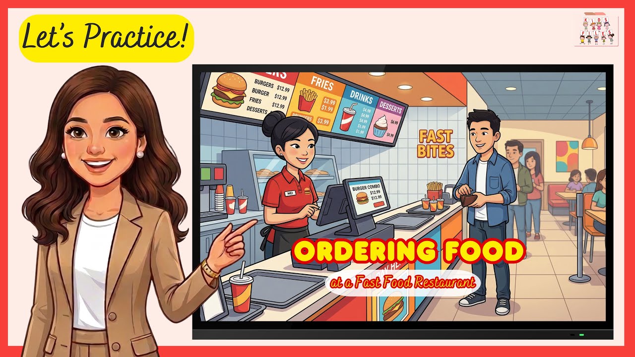 Practice Conversation for Beginners || Ordering Food at a Fast Food ...