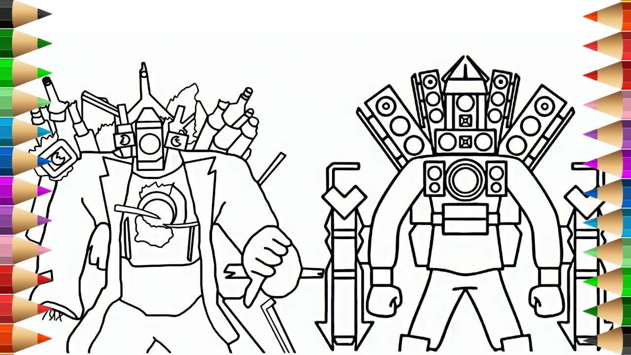 Skibidi toilet 65 - Camera man with speaker man colouring pages # ...