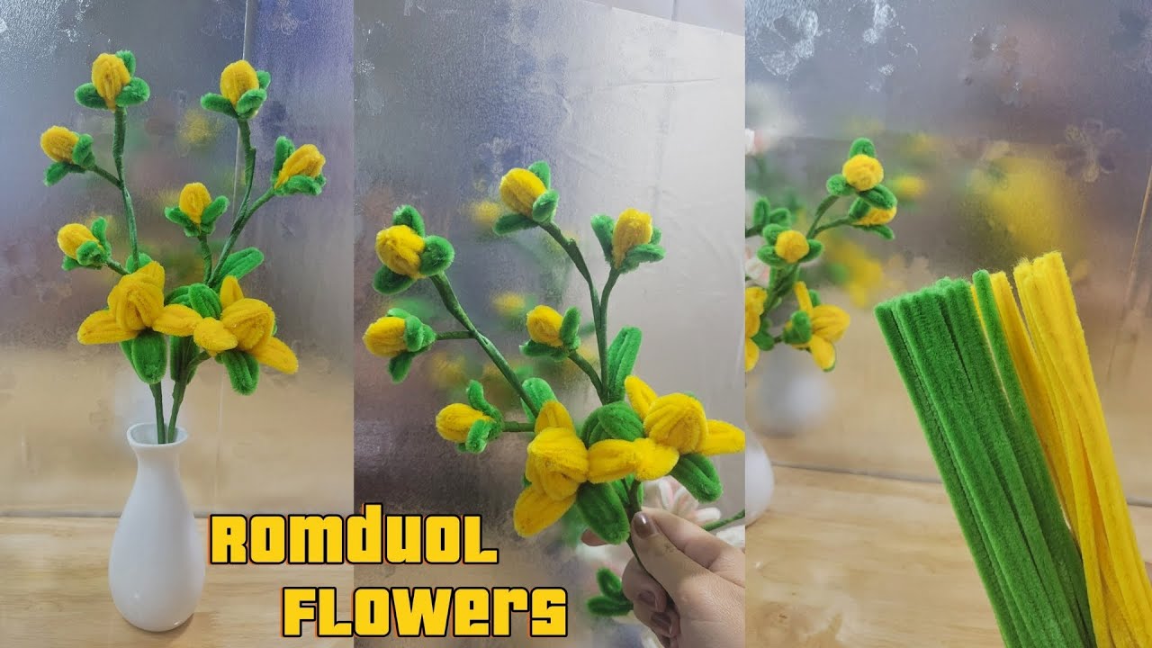 DIY Flowers | How to make Romduol flowers by handmade pipe cleaner ...
