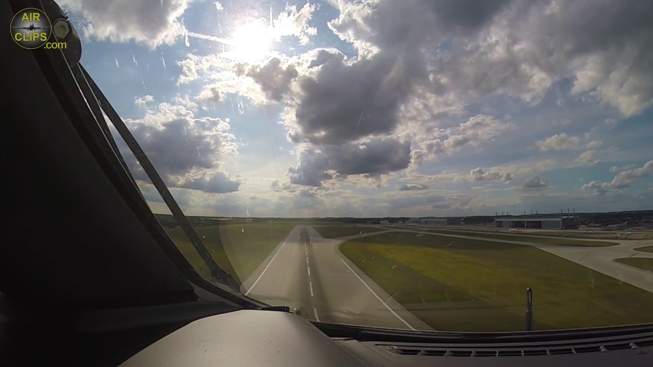Lufthansa Airbus A350 Pilot's View Takeoff from Munich on a sunny day ...