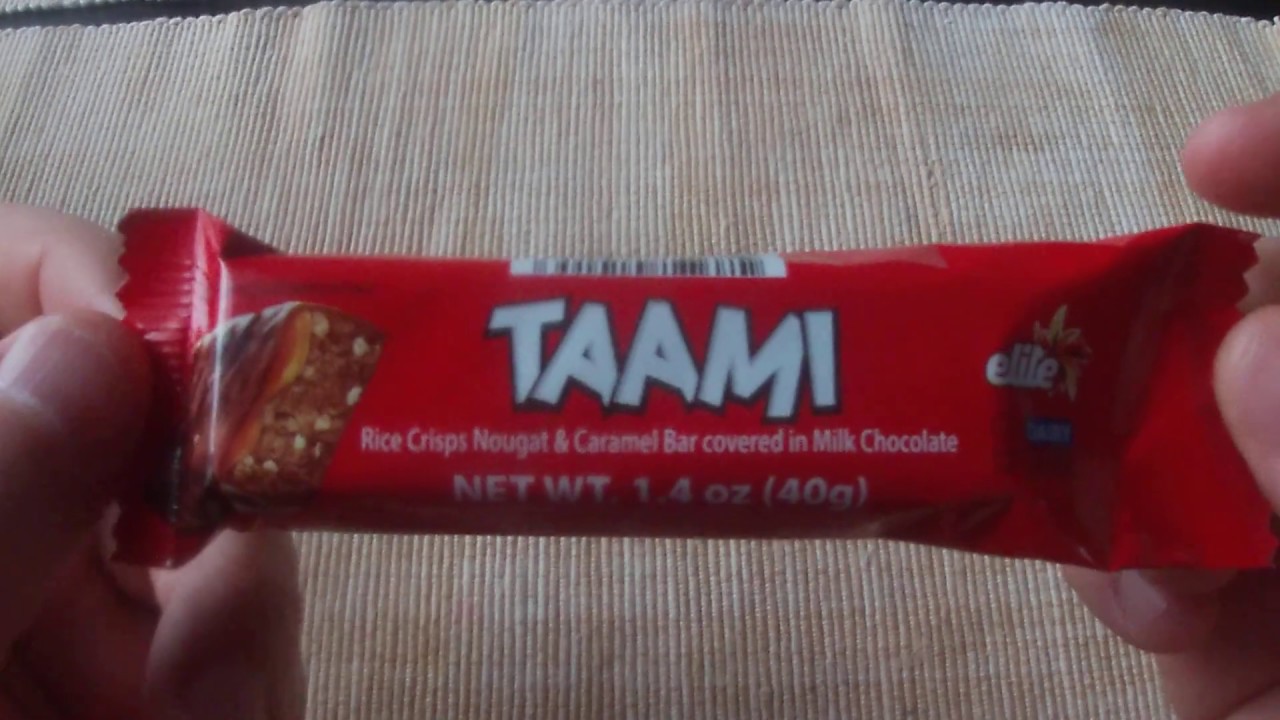TAAMI Rice Crisps Nougat & Caramel Bar covered in Milk Chocolate - YouTube