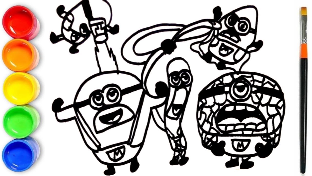 How to draw Mega Minions ( Jerry, Dave, Tim, Mel, Gus ) | Drawing Mega ...