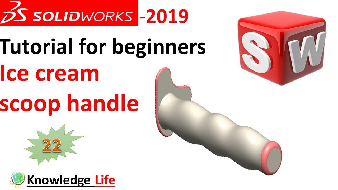 ice cream scope handle in solidworks - YouTube