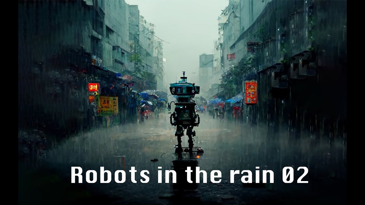 A robot in the raining Asian street/rain sound - YouTube
