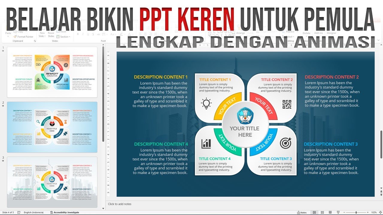 Belajar Membuat PPT yang Bagus Lengkap dengan Animasi Gerak - YouTube