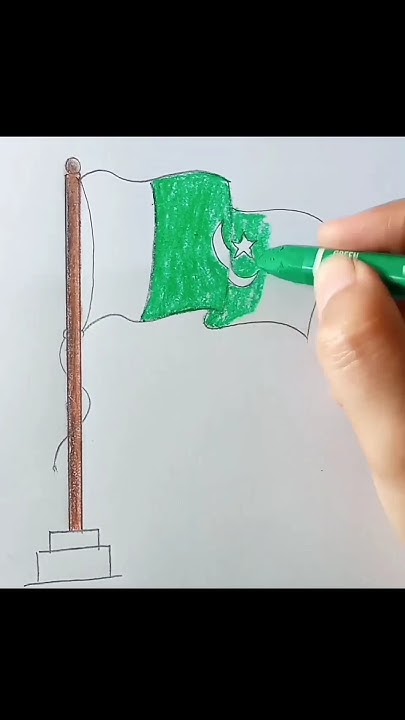 Drawing the flag of Pakistan 🇵🇰 | Pakistan flag drawing #art #drawing # ...
