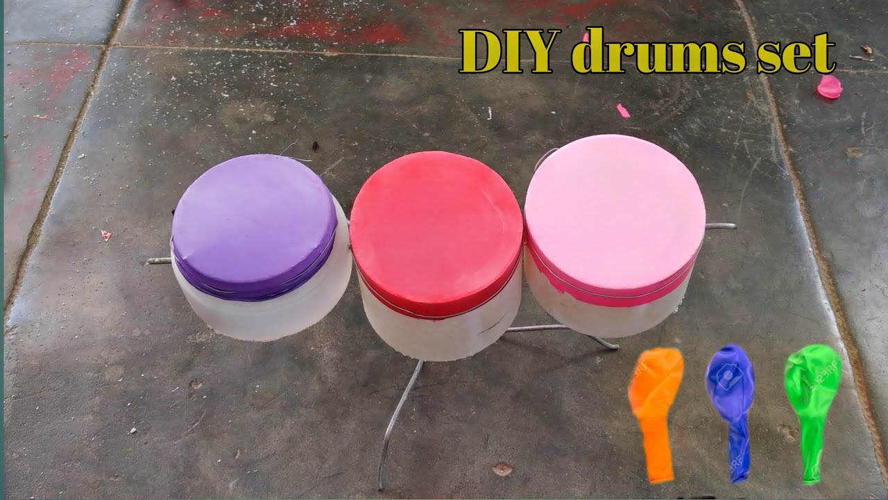 How to make mini drum set | How to make drums at home | DIY drums - YouTube