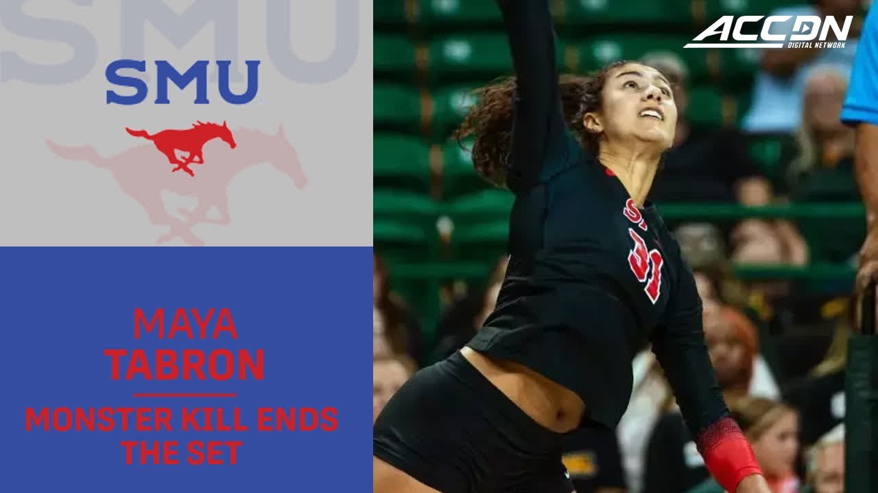 SMU's Maya Tabron's Monster Kill Ends The 2nd Set - YouTube