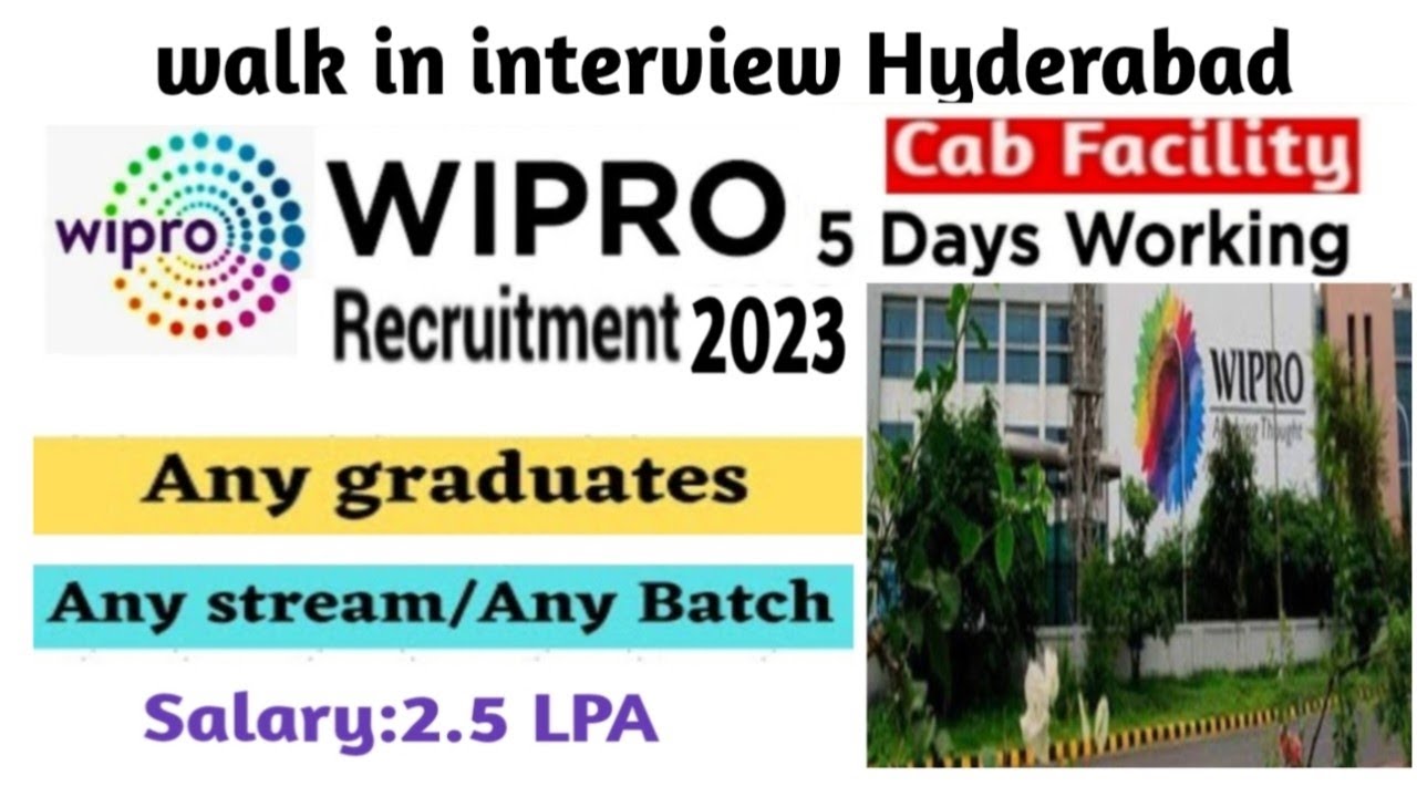 Latest walk in interview Wipro campus Hyderabad/any degree/freshers/cab ...