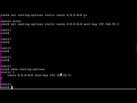 juniper config ip interface +defult route + host name - YouTube