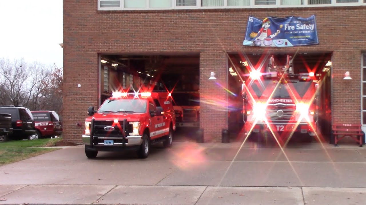 Manchester, CT Fire Department Squad 1 & Truck 2 Responding - YouTube