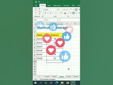 Calculate Average with Shortcut Key in Excel #excelshortcuts # ...