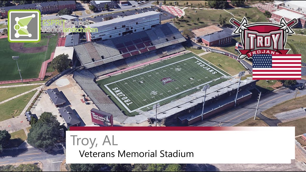 Veterans Memorial Stadium | Troy Trojans | Google Earth | 2016 - YouTube
