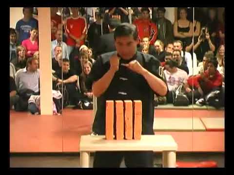 Da Sifu Louis Linn reverse knife hand brick-breaking technique in 2005 ...