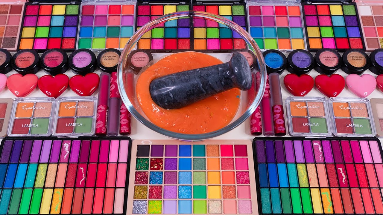 Satisfying Video Making Flower Rose Eyeshadow Slime Mixing Glitter ...