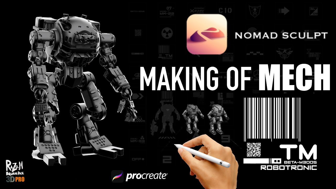 MAKING OF MECH 3D (NOMADSCULPT/ PROCREATE) Time-lapse with comments ...