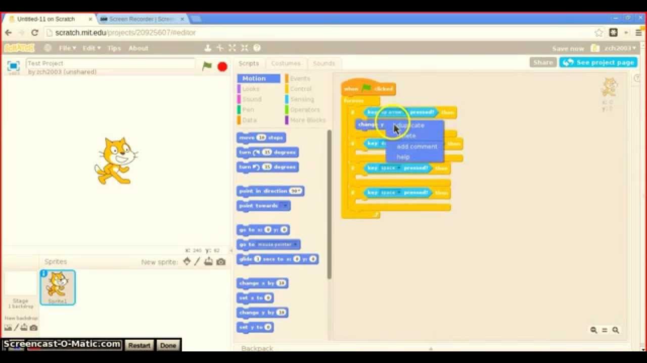 Scratch Programming Tutorial | Part 1 | Making Your Sprite Move - YouTube
