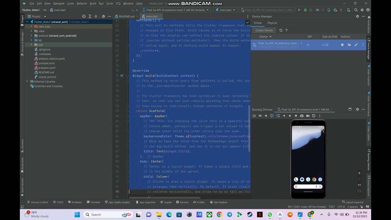 Pembuatan project Flutter dalam android studio dengan Judul topik Strand Sort - YouTube