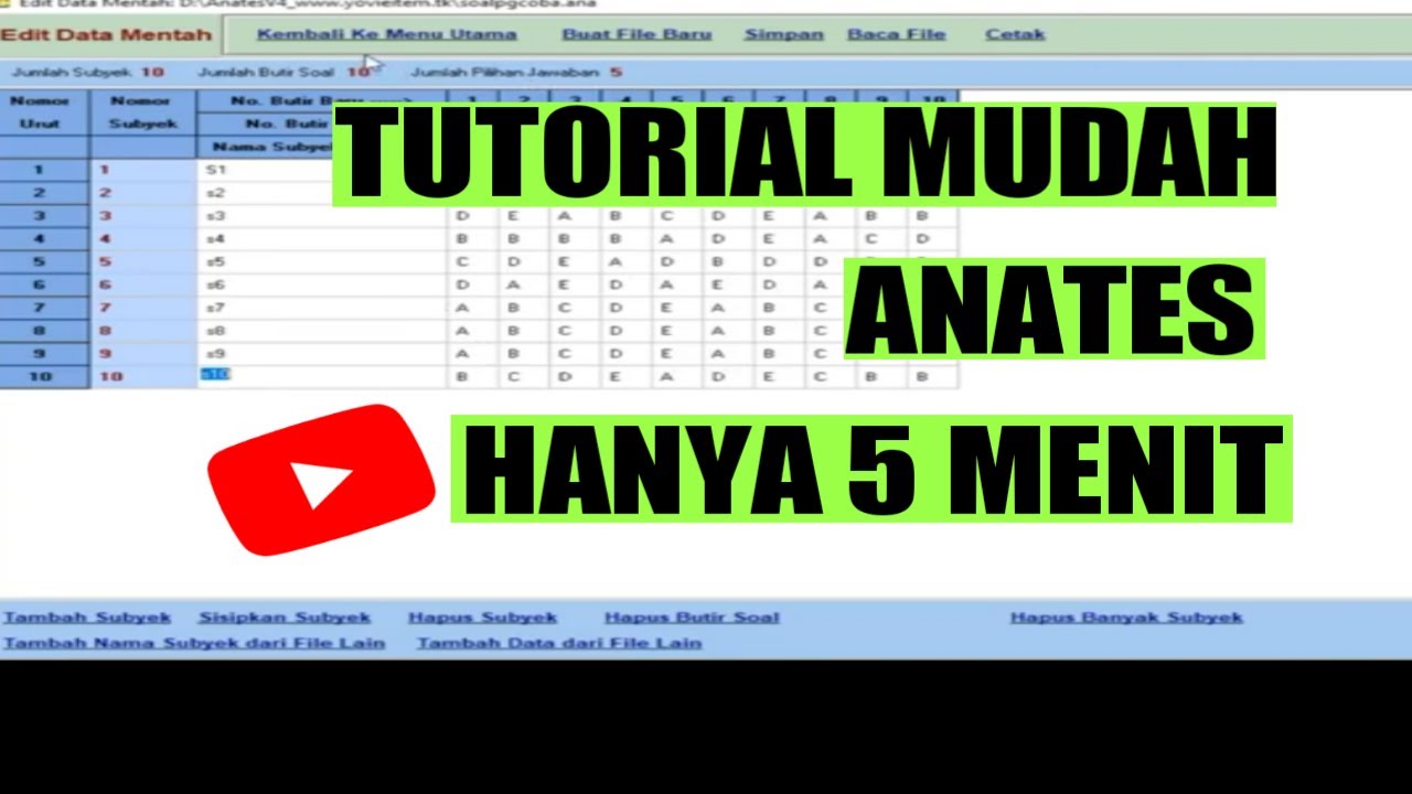 Tutorial Cepat Analisis Butir Soal (Pilihan Ganda) dengan Anates - YouTube