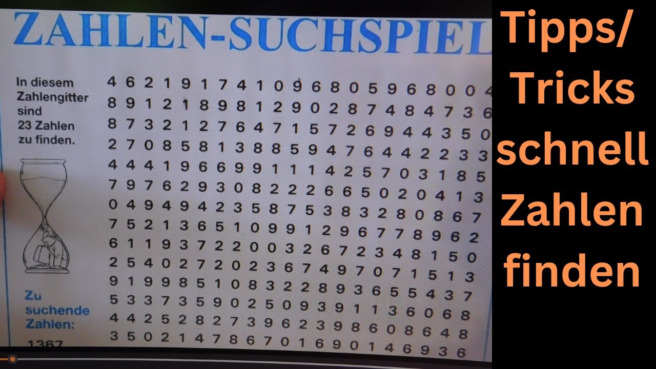 Zahlen Suchspiel - Ich zeige dir wie man die Zahlen schneller findet ...