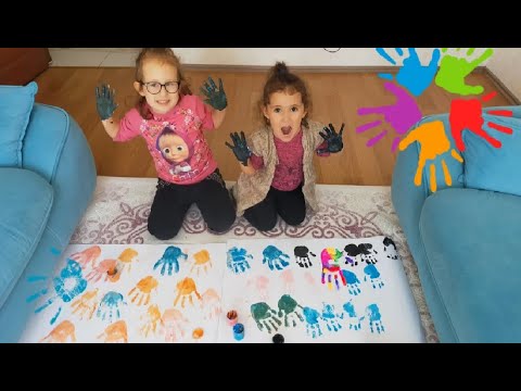 Bahar ve Banu Alya parmak boyası yaptı Bahar parmak boyasını koltuğa da sürdü !!