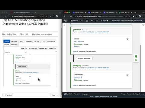 AWS Academy Cloud Developing Lab 13.1: Automating Application Deployment Using a CI/CD Pipeline ...