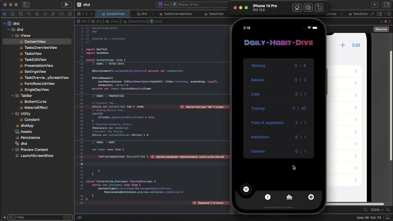 Free Xcode SwiftUi course 2022: Habit tracker- daily habit dive - #8 ...