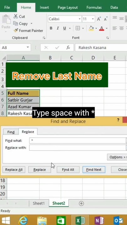 Remove Last Name in Excel Tricks | Excel me last name kaise khatm karen #exceltech # ...