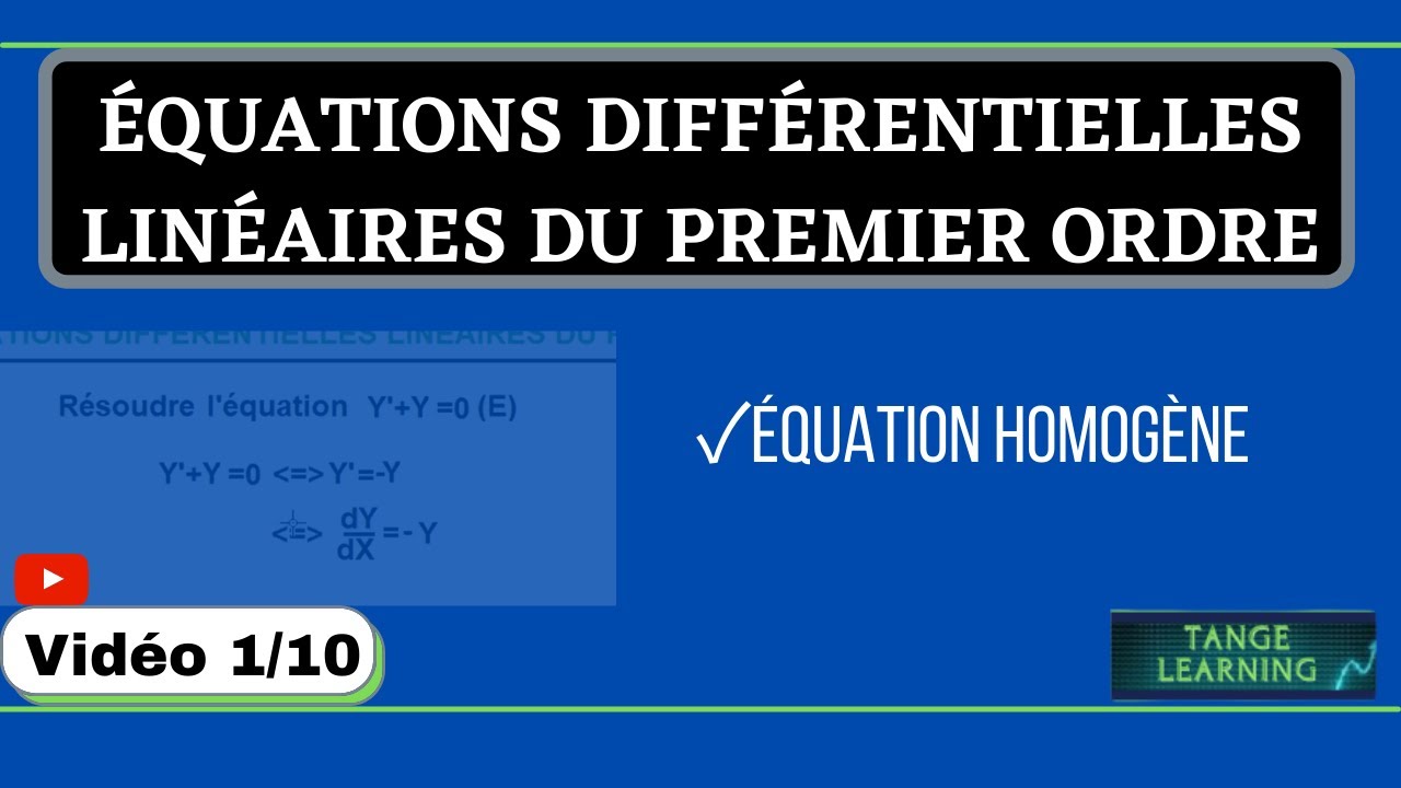 Comment résoudre une équation différentielle d'ordre1 (équation ...