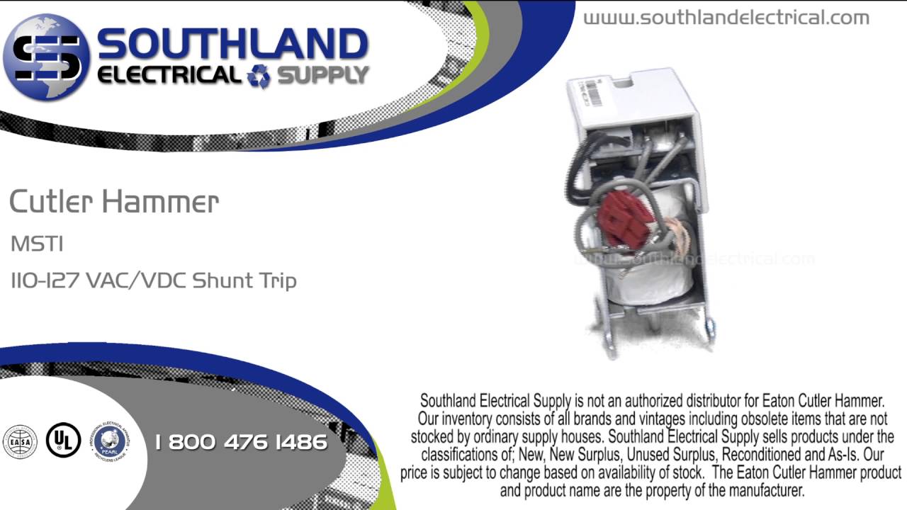 Eaton, Cutler Hammer, MST1, 110-127 VAC/VDC, Shunt Trip - YouTube
