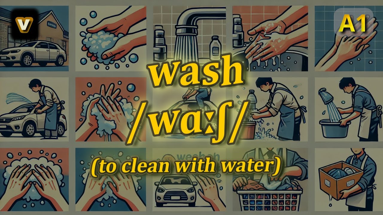 [v] wash meaning (to clean with water) with 5 examples - YouTube