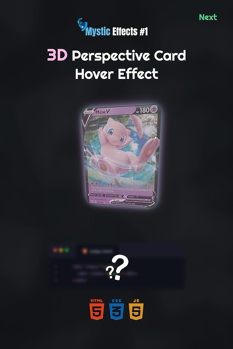 Mystic Effects #1: 3D Perspective Card Hover Effect In #html , #css & #javascript 🧙🏻‍♂️🎮 - YouTube