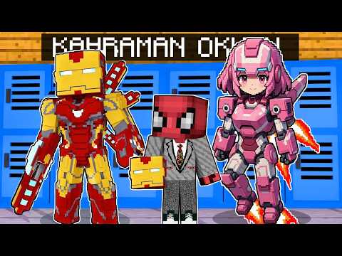 KAHRAMANLAR OKULU YENİ BÖLÜM DEMİR ADAM AİLESİ 🤖 - Minecraft