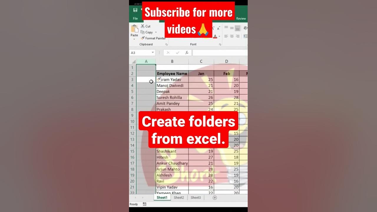 Create Multiple Folders From Excel #excel #accounting #spreadsheet #shorts #tutorial #ytshorts ...