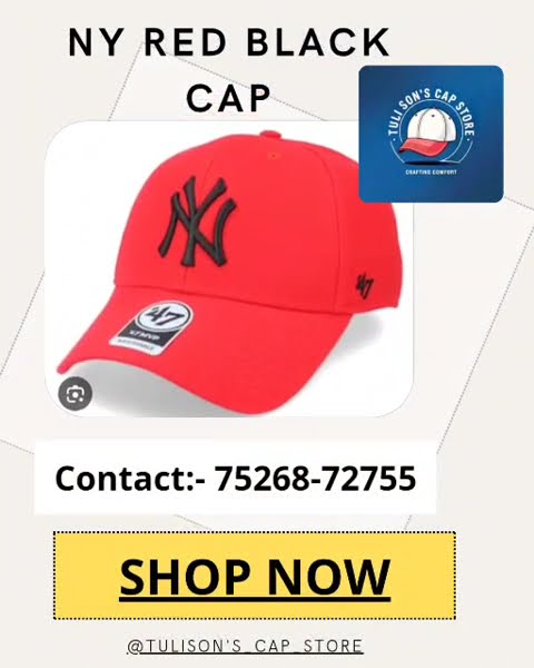 NY RED BLACK FANCY CAP TULISONS_CAP STORE AMRITSAR #fashion #onthisday ...