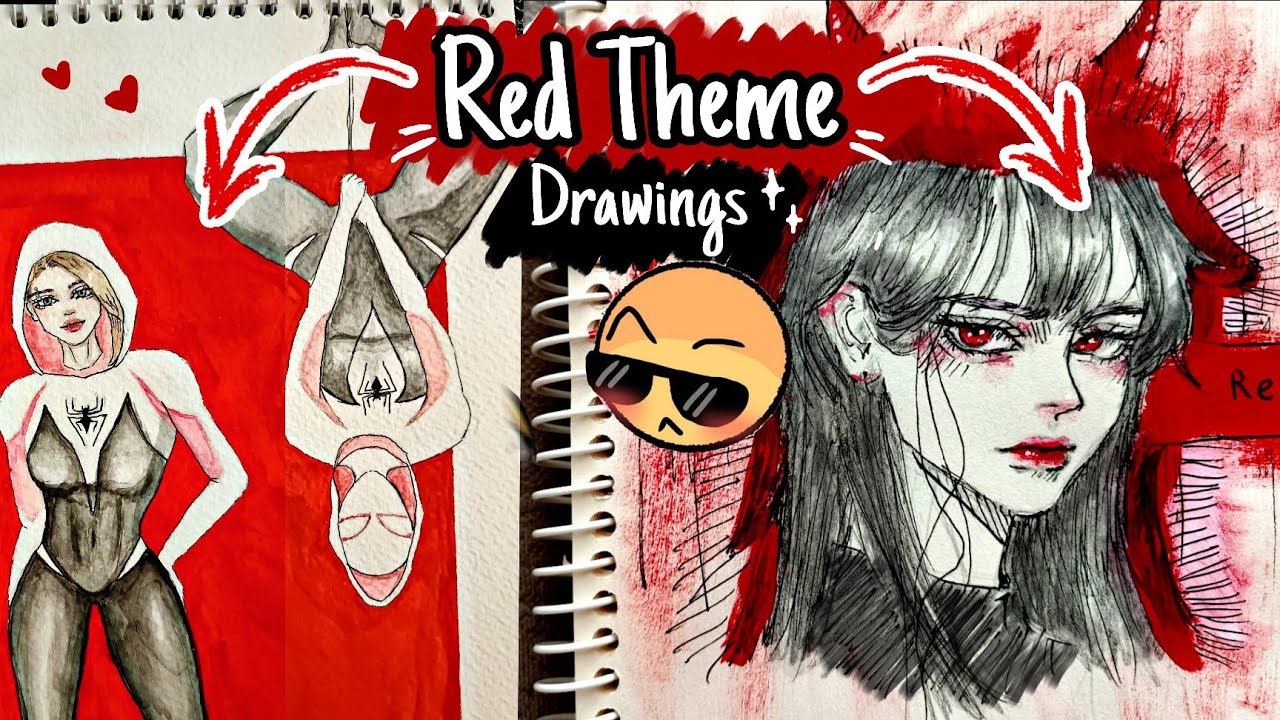 Vibrant Red Theme Drawings: From Pencil Sketch to Final Illustration ...