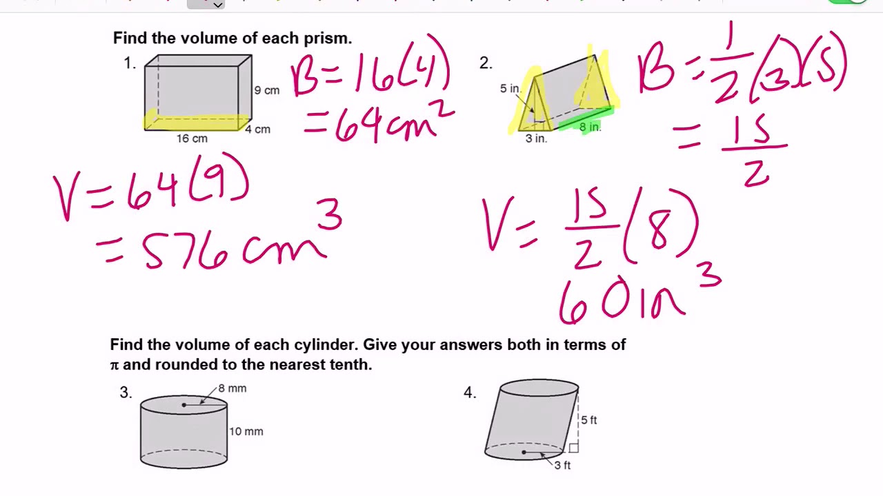 Volume of Cylinders and Prisms - YouTube