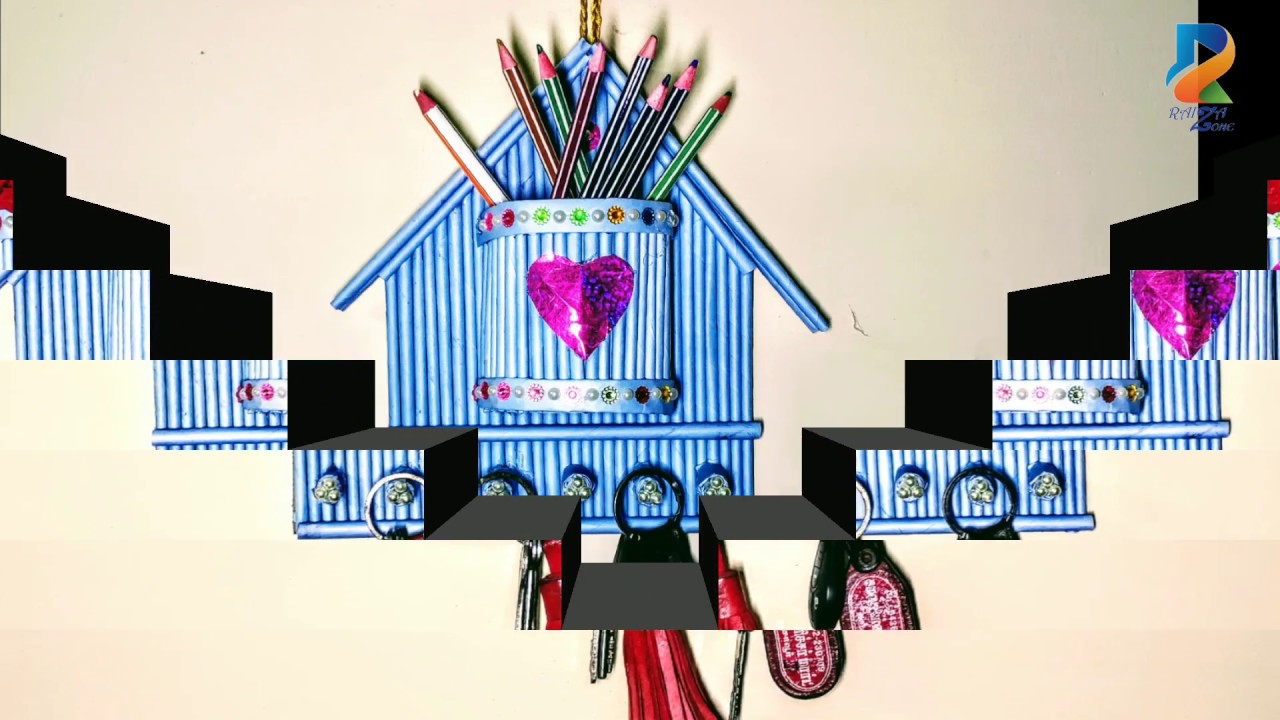 How to make news paper key holder / newspaper craft - YouTube